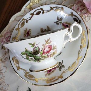 RARE Vintage Royal Chelsea "moss Rose" Handpainted Golden Teacup and ...