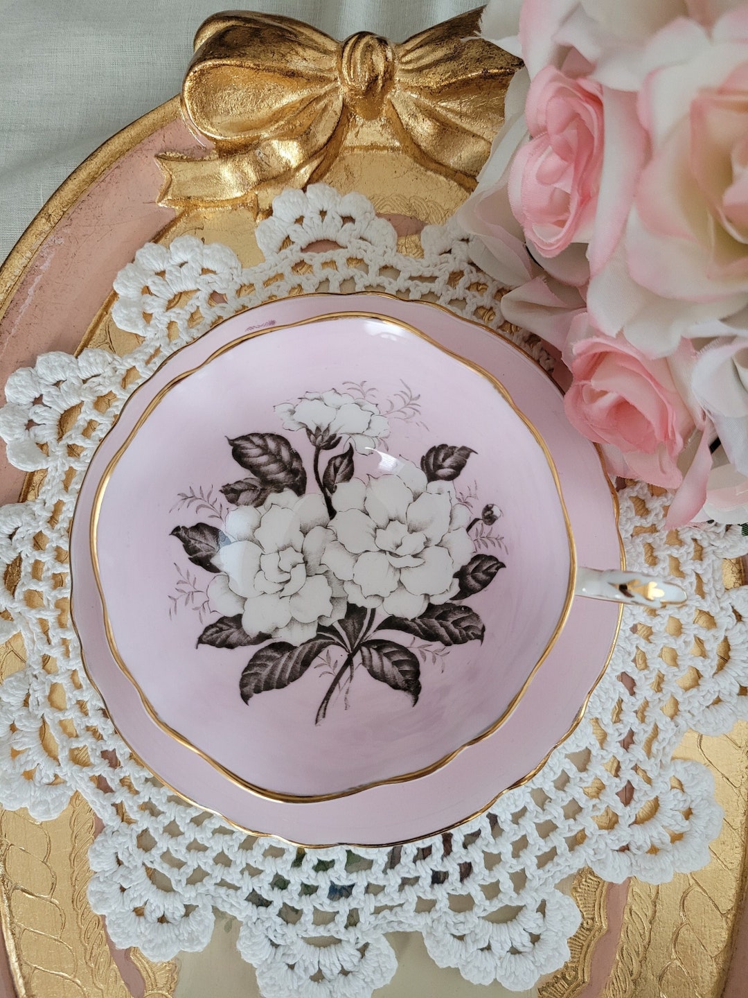 RARE Gorgeous Light Pink and White Paragon Teacup With White Magnolia ...