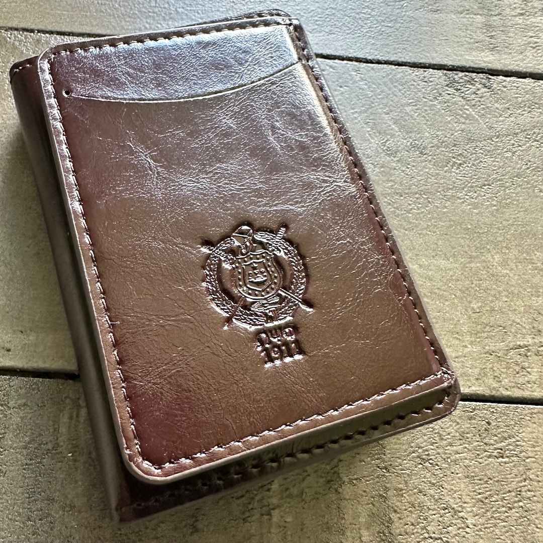 Omega Psi Phi Coffee Leather Embossed Wallet - Etsy