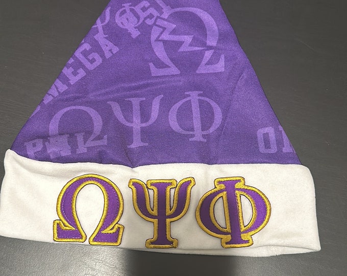Omega Psi Phi Christmas Hat With Greek Letters 7-5/8 to 8 Size With ΩΨΦ ...