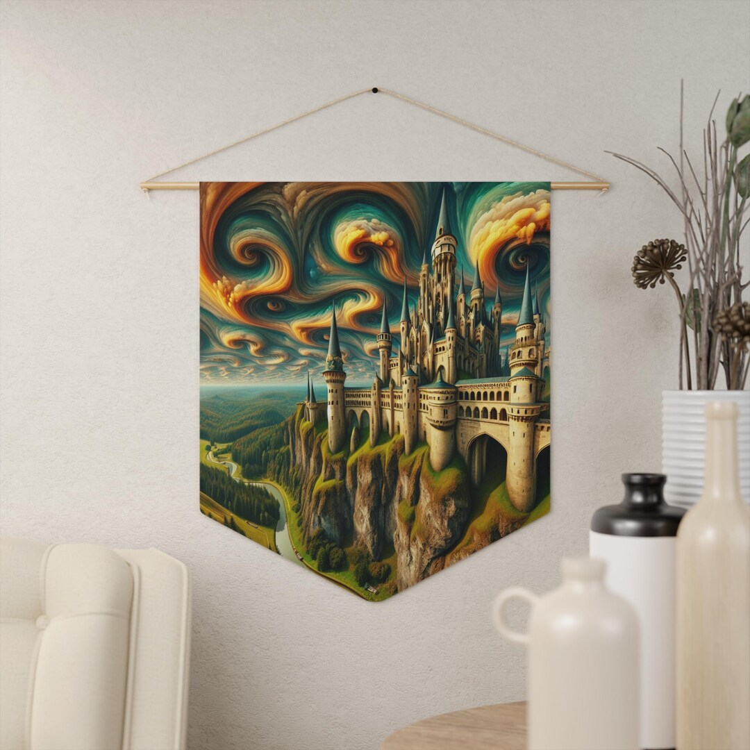 Surreal Castle Pennant, Fantasy Wall Tapestry, Magic Kingdom Decor - Etsy