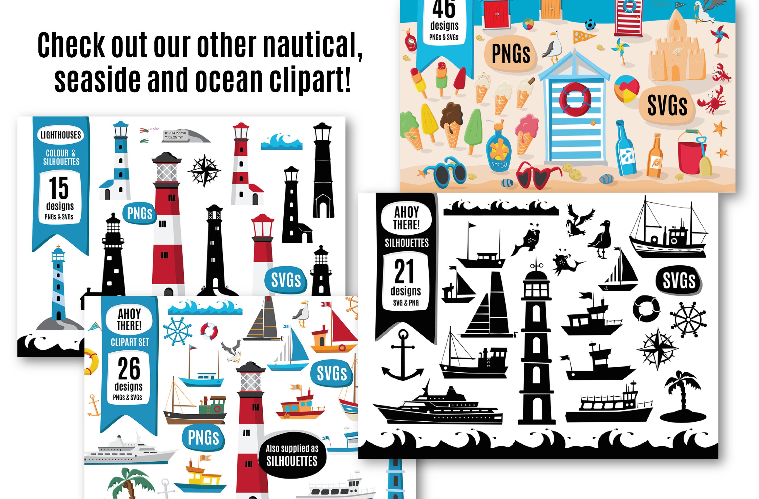 BOATS & NAUTICAL 02 Outlines SVG Bundle Cut Files Sea Anchor Sailing ...