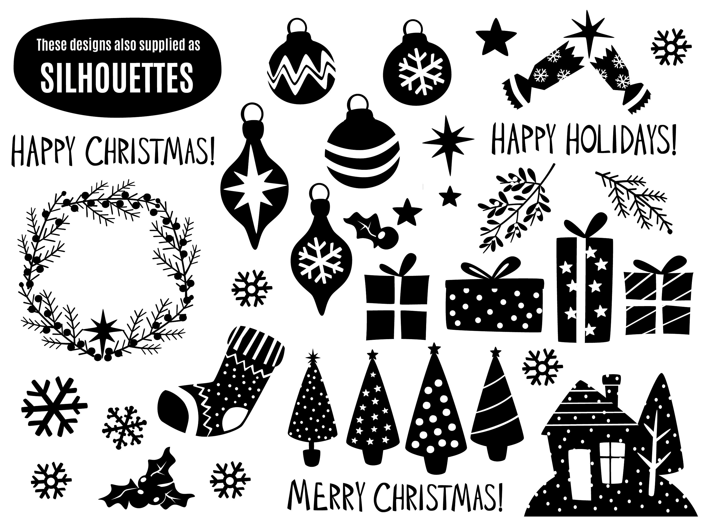 CHRISTMAS SVG Bundle - Colour, Silhouette - Christmas Santa Baubles ...