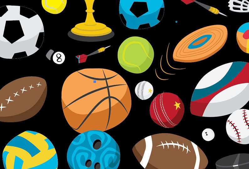 SPORT BALLS Clipart Football Darts Frisbee Cricket Baseball Golf ...