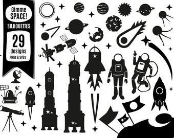 Space Rockets Clipart Set Rockets, Space, Clip Art of Flying Rockets ...