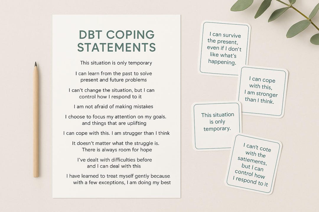 DBT Coping Statements – Printable Mental Health Affirmations | Digital ...
