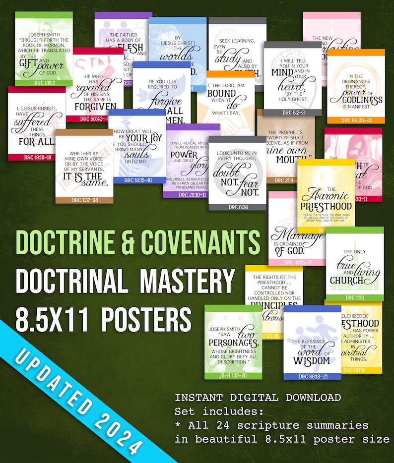 8.5x11 Doctrine & Covenants Doctrinal Mastery Posters for LDS Seminary ...