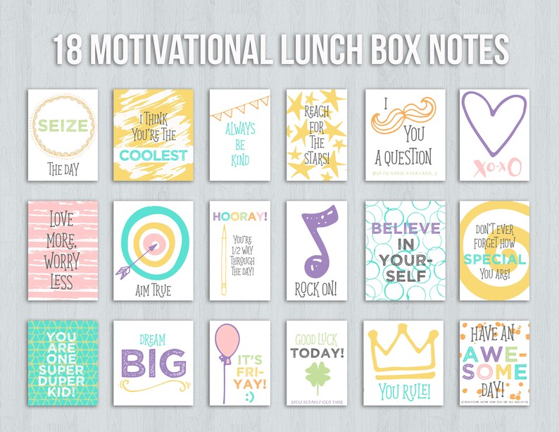 18 Motivational Lunch Box Notes - for Kids - Etsy