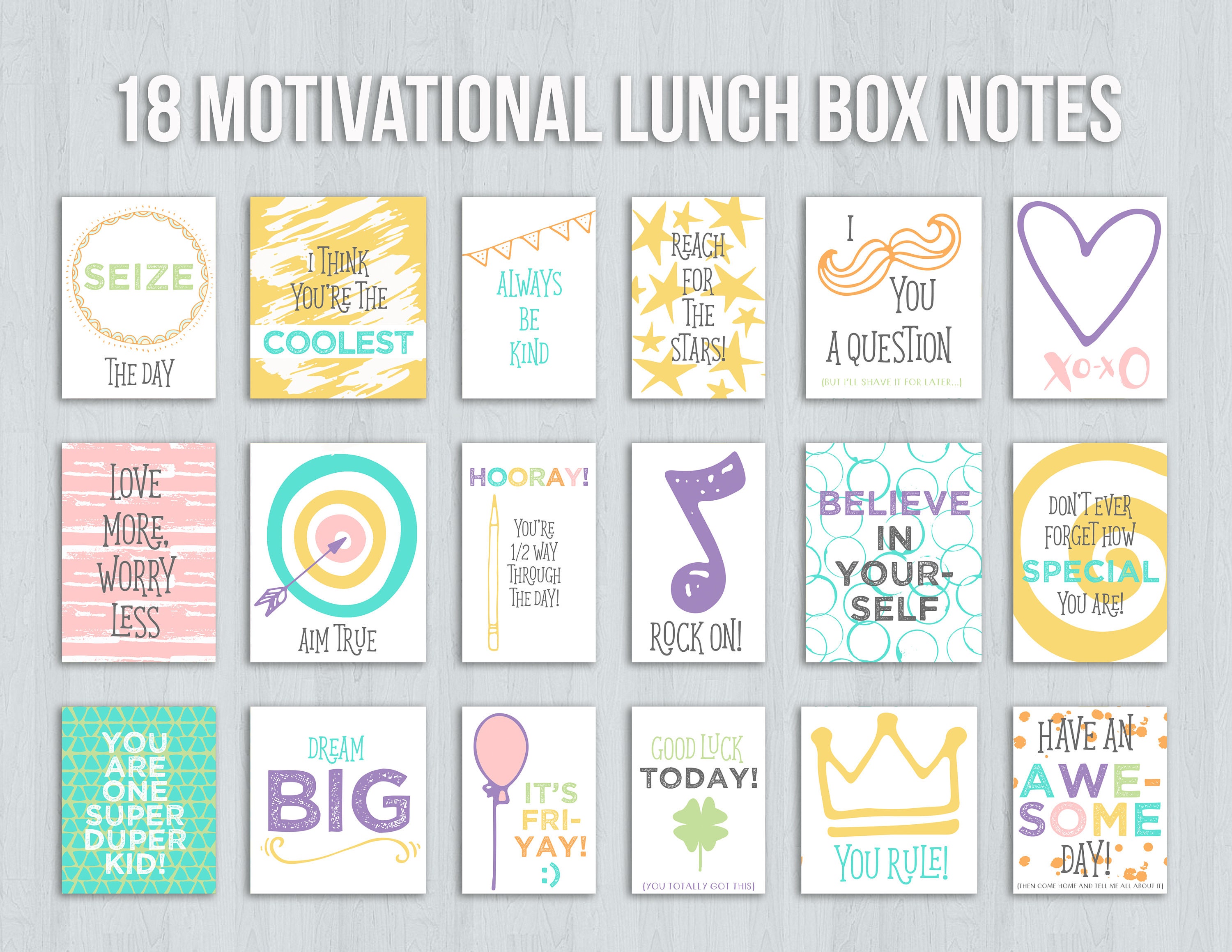 18 Motivational Lunch Box Notes - for Kids - Etsy
