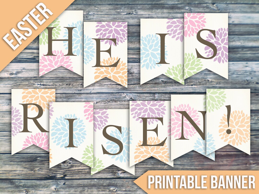 Easter Banner - HE IS RISEN! - Spring Color Version - Etsy