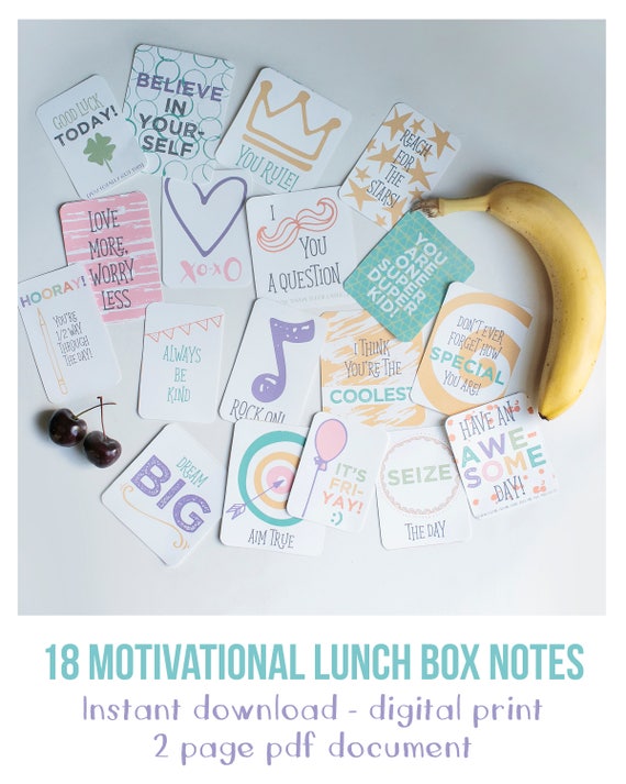 18 Motivational Lunch Box Notes for Kids | Etsy