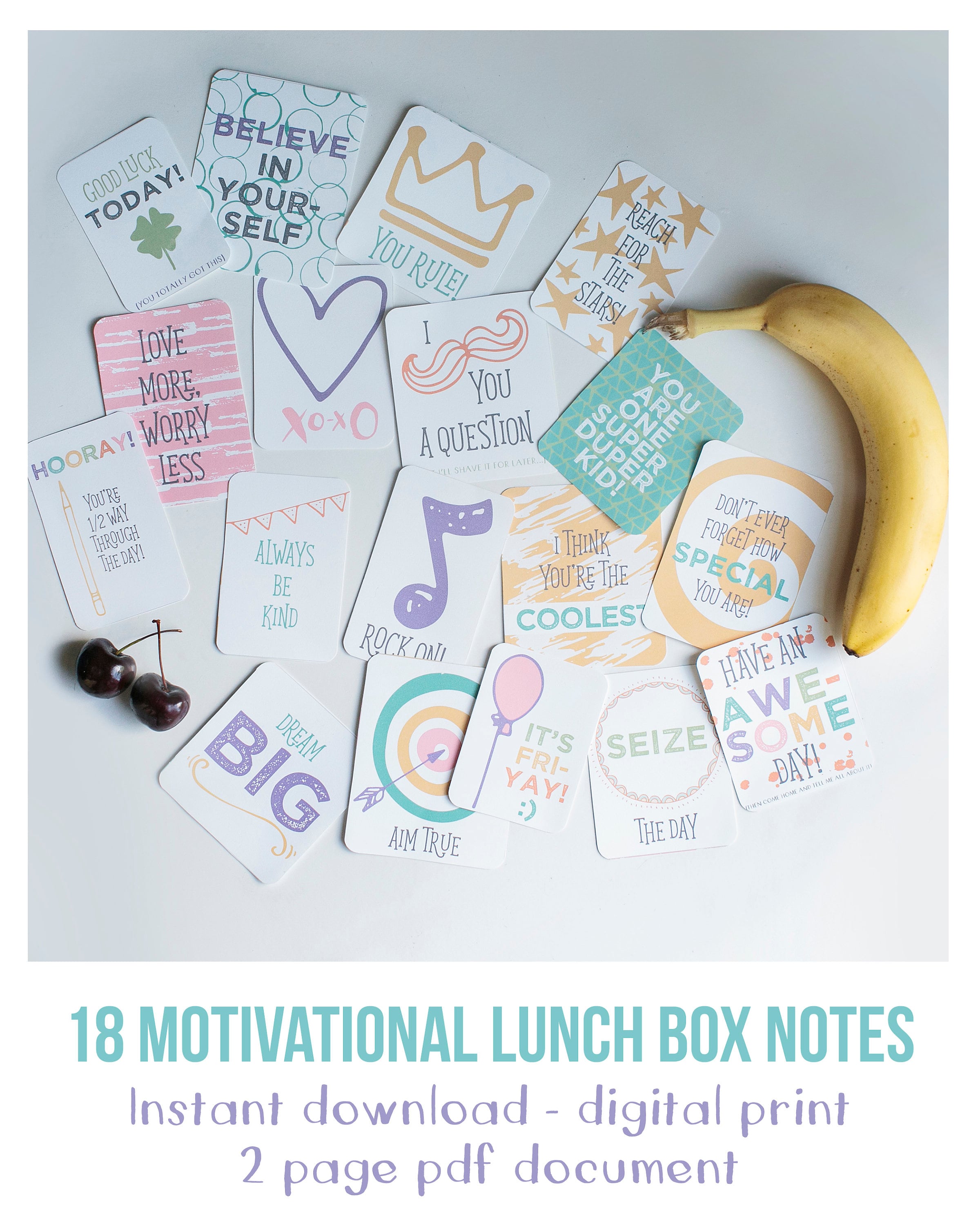 18 Motivational Lunch Box Notes - for Kids - Etsy