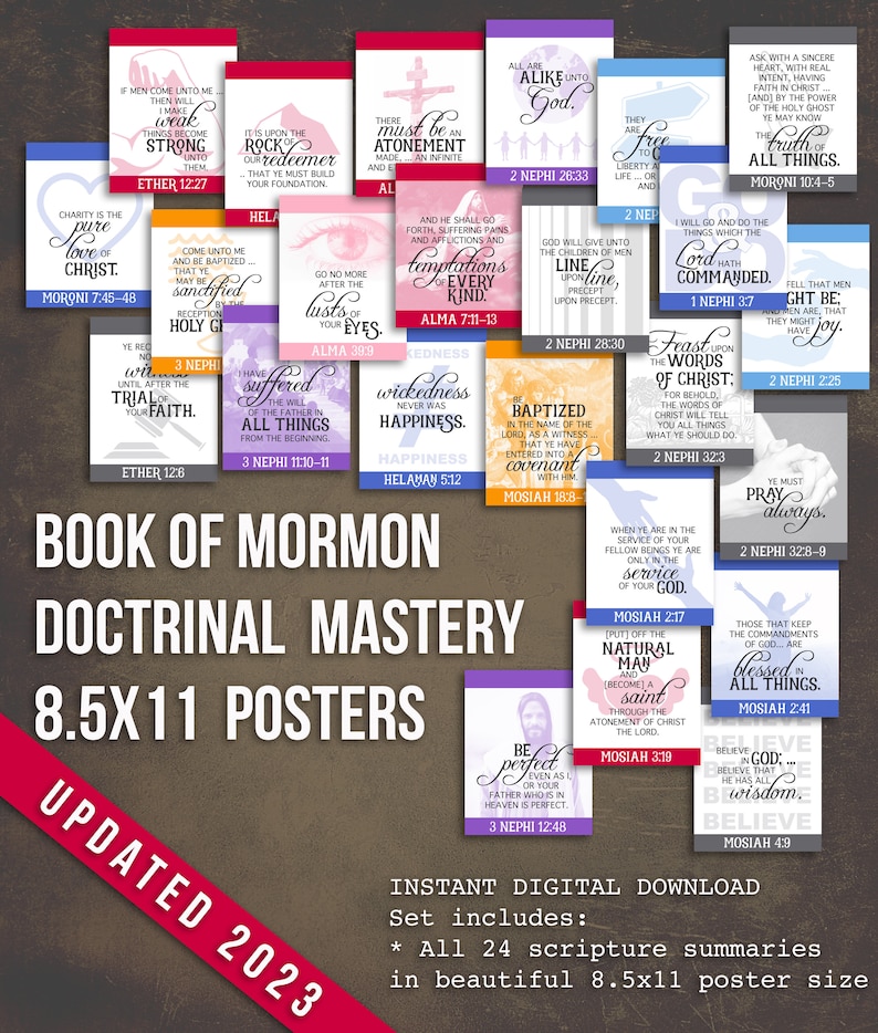 8.5x11 Book of Mormon Doctrinal Mastery Posters for LDS Seminary ...