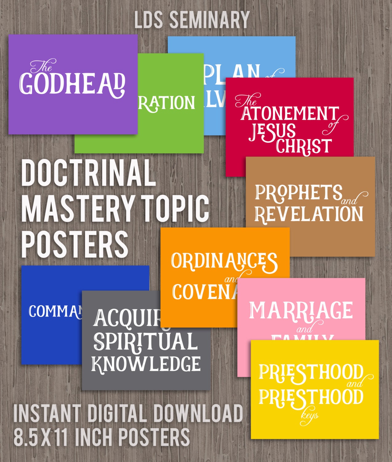 LDS Seminary Doctrinal Mastery Topic Posters-instant Digital Download-8 ...