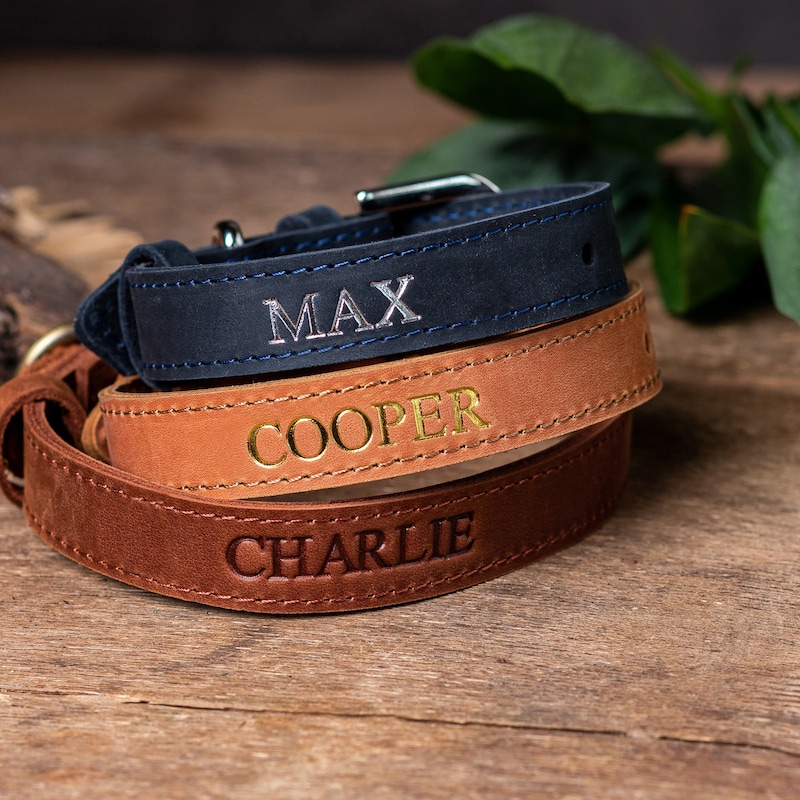 Leather Brown Collar Dog - Etsy