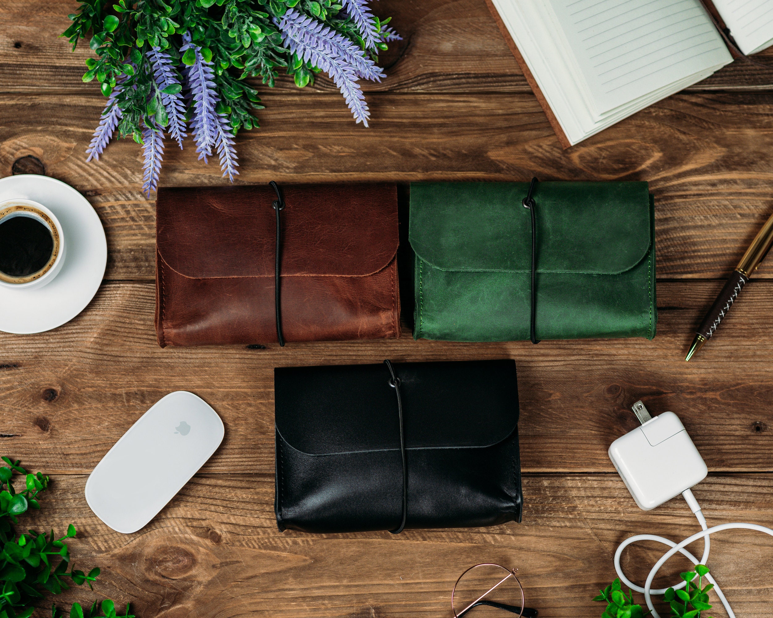 Leather Charger Bag, Cable Organize Case Holder, Customized Tech Pouch ...