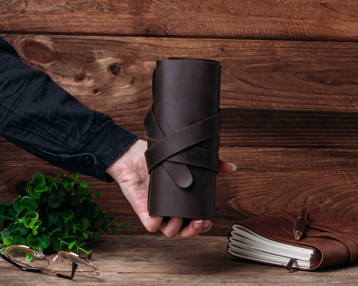 Leather Travel Cord Roll Charger Bag Cable Organize Case - Etsy