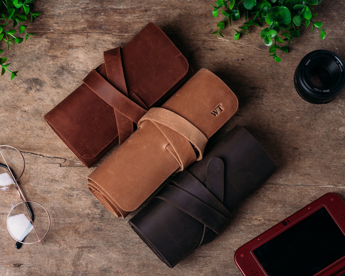 Leather Travel Cord Roll Charger Bag Cable Organize Case - Etsy