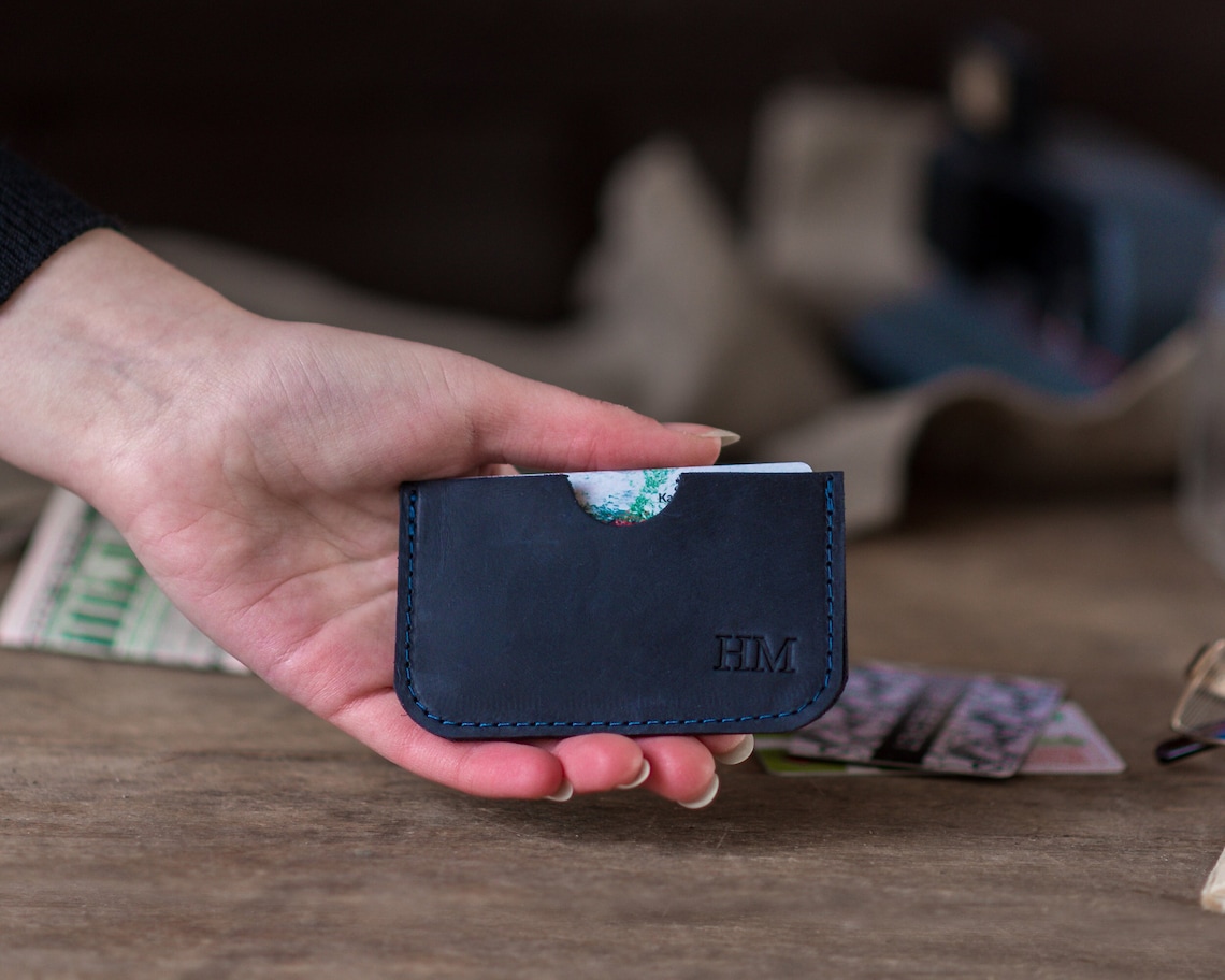Minimalist Card Holder Handmade Slim Leather Wallet Minimalist Wallet ...