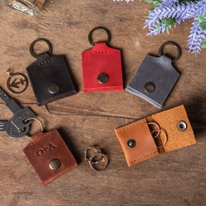 Customized Ring Holder Keychain, Leather Wedding Ring Case Holder ...