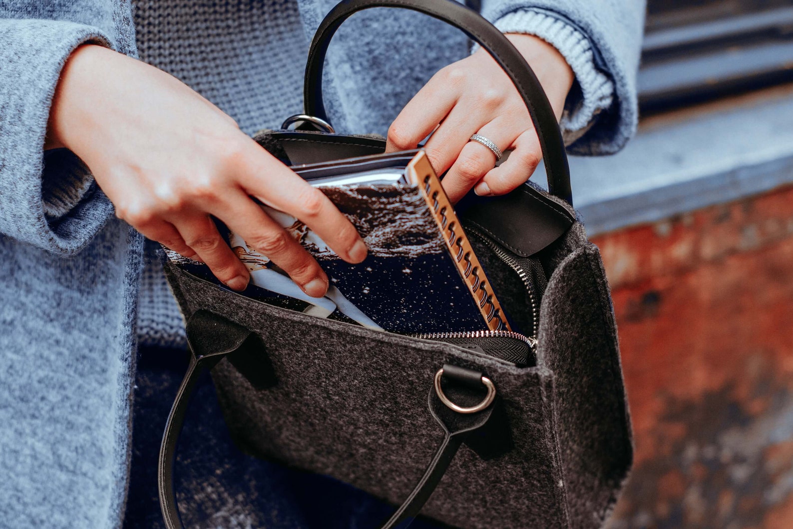 Handmade Felt Bag Felt Handbag Felt Bag Felted Bag Black | Etsy