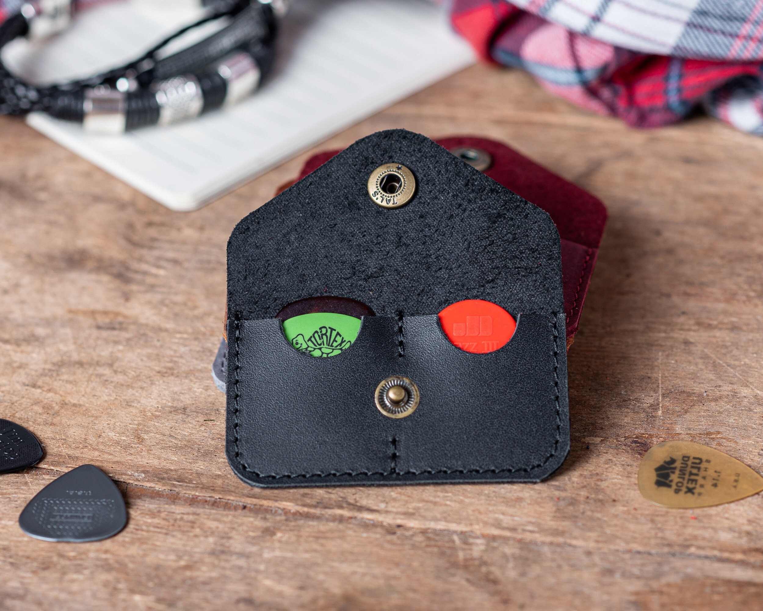 Leather Guitar Pick Holder, Guitar Pick Case, Leather Pick Bag, Gift ...