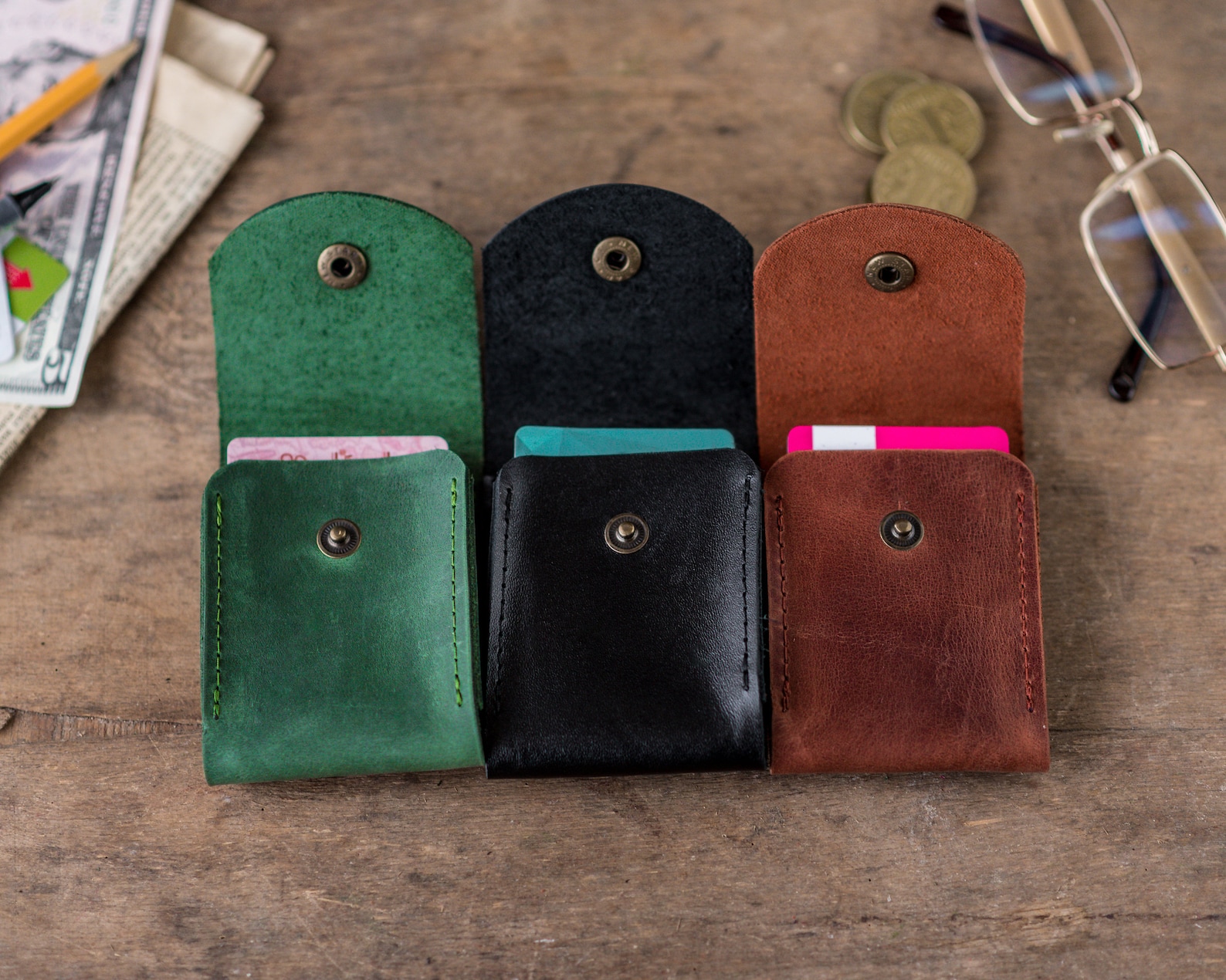 Minimalist Card Holder Handmade Slim Leather Wallet Minimalist Wallet ...