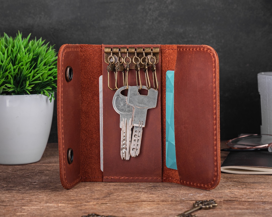 Personalized Leather Key Case, Leather Key Holder, Key Pouch Holder ...