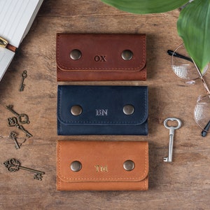 Personalized Leather Key Case, Leather Key Holder, Key Pouch Holder ...