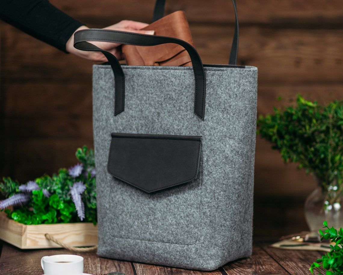 Handmade Felt Tote Bag Handmade Bag Felt Bag Felt | Etsy