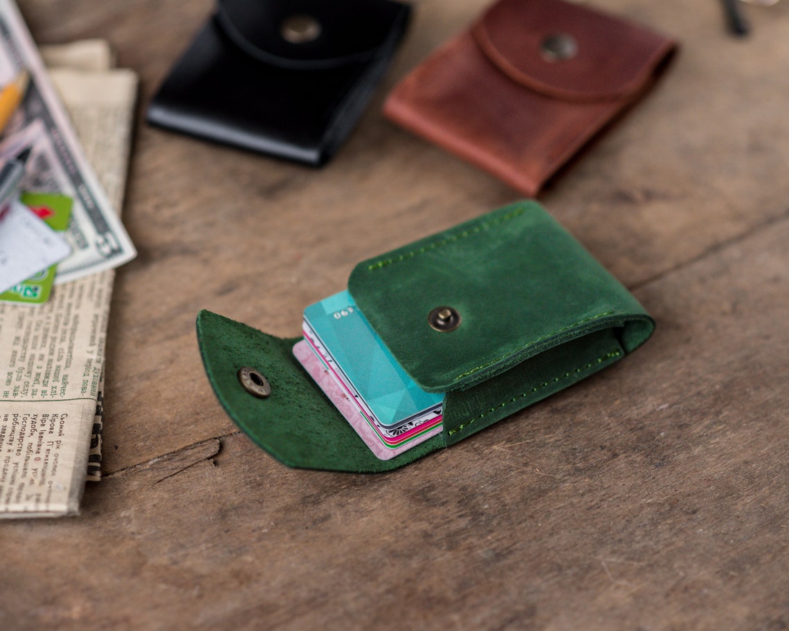 Minimalist Card Holder Handmade Slim Leather Wallet Minimalist Wallet ...