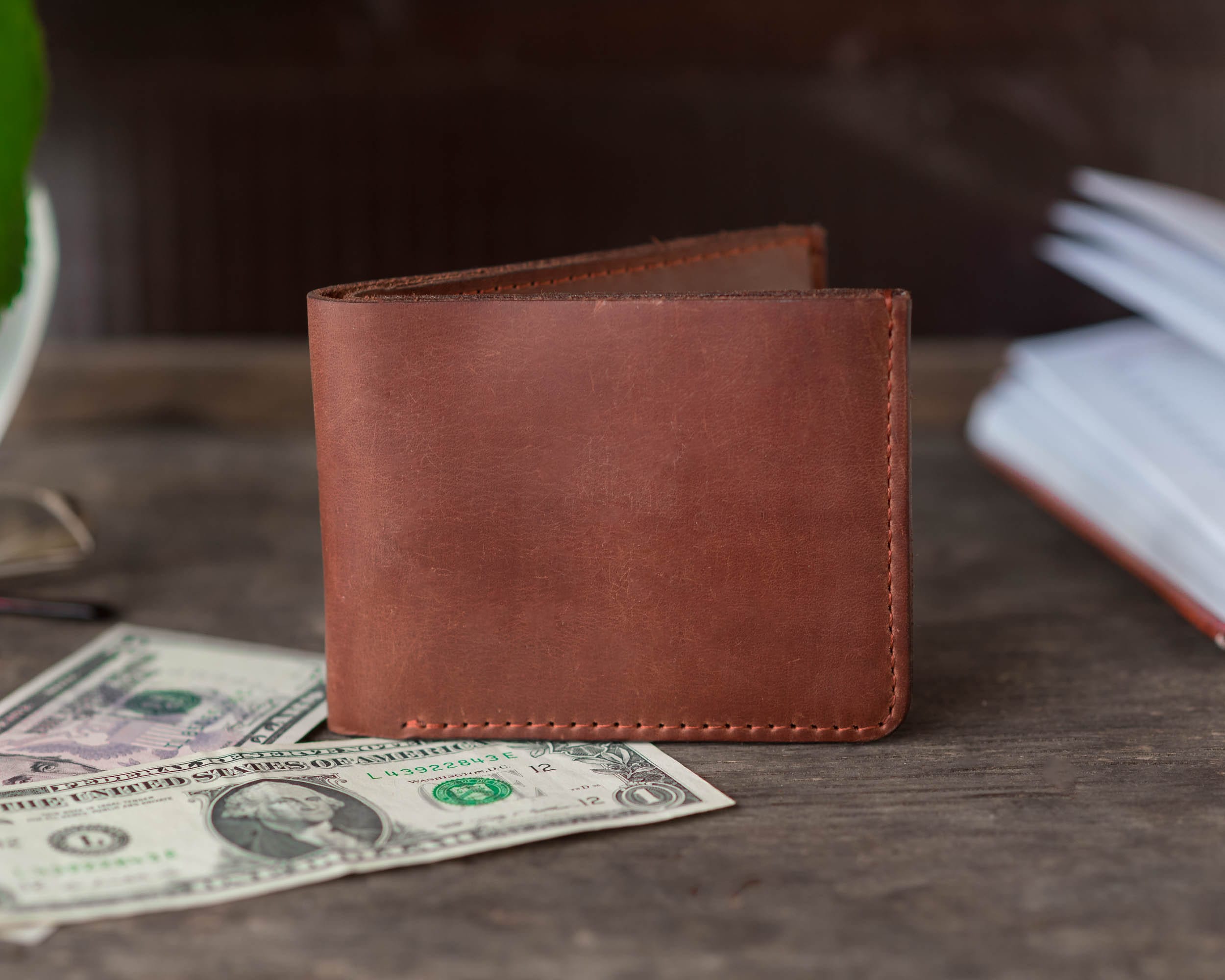 Handmade Leather Wallet Natural Leather Wallet Mens Wallet | Etsy