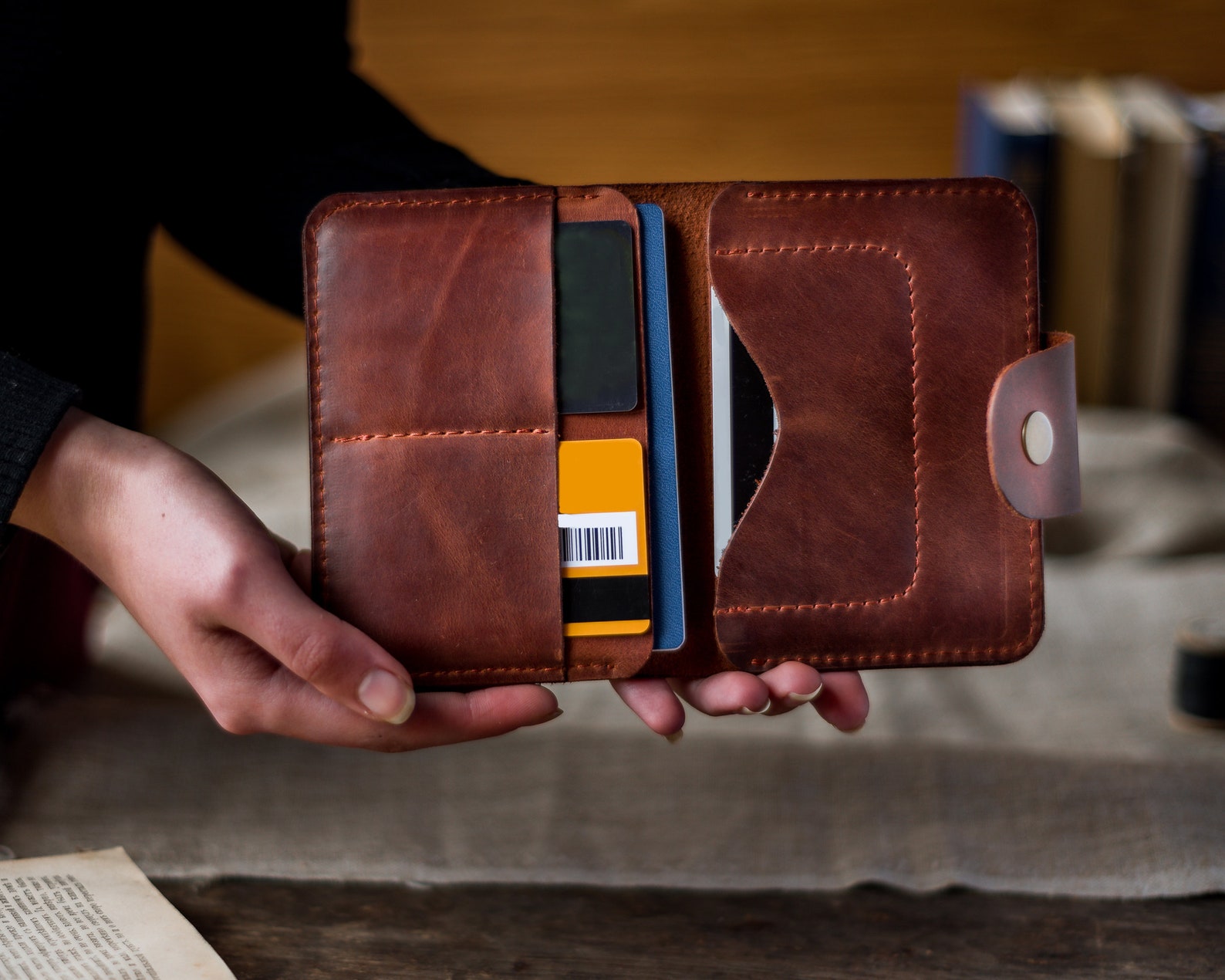 Handmade Leather Wallet Natural Leather Wallet Mens Wallet - Etsy