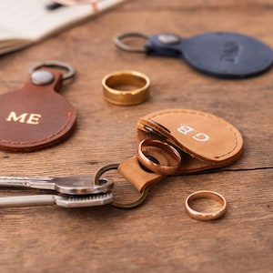 Leather Ring Holder Keychain, Wedding Ring Case Holder, Jewelry Ring ...