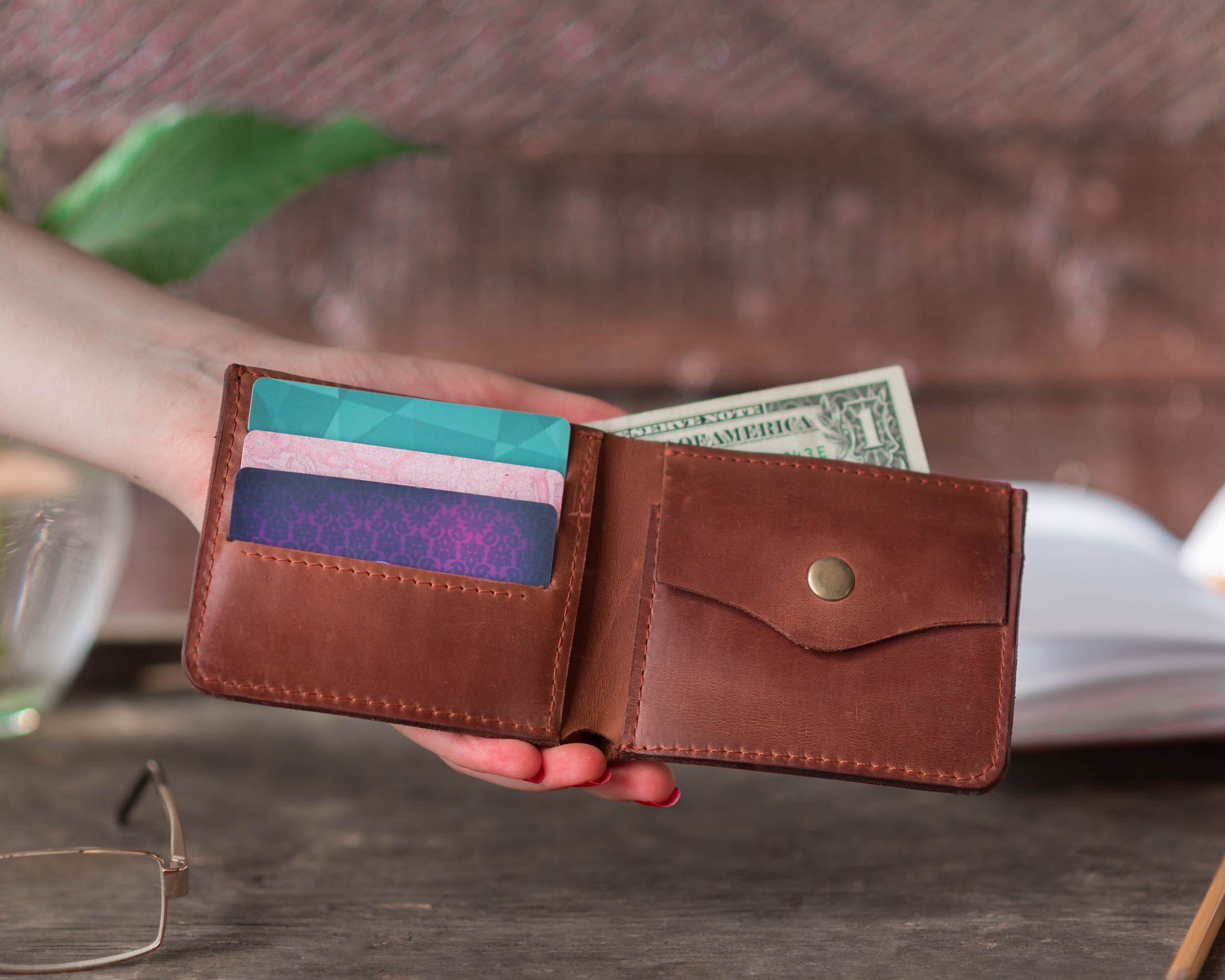 Handmade Leather Wallet Natural Leather Wallet Mens Wallet | Etsy