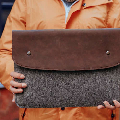 Macbook Pro 16 Sleeve Leather Black Leather Laptop Case | Etsy