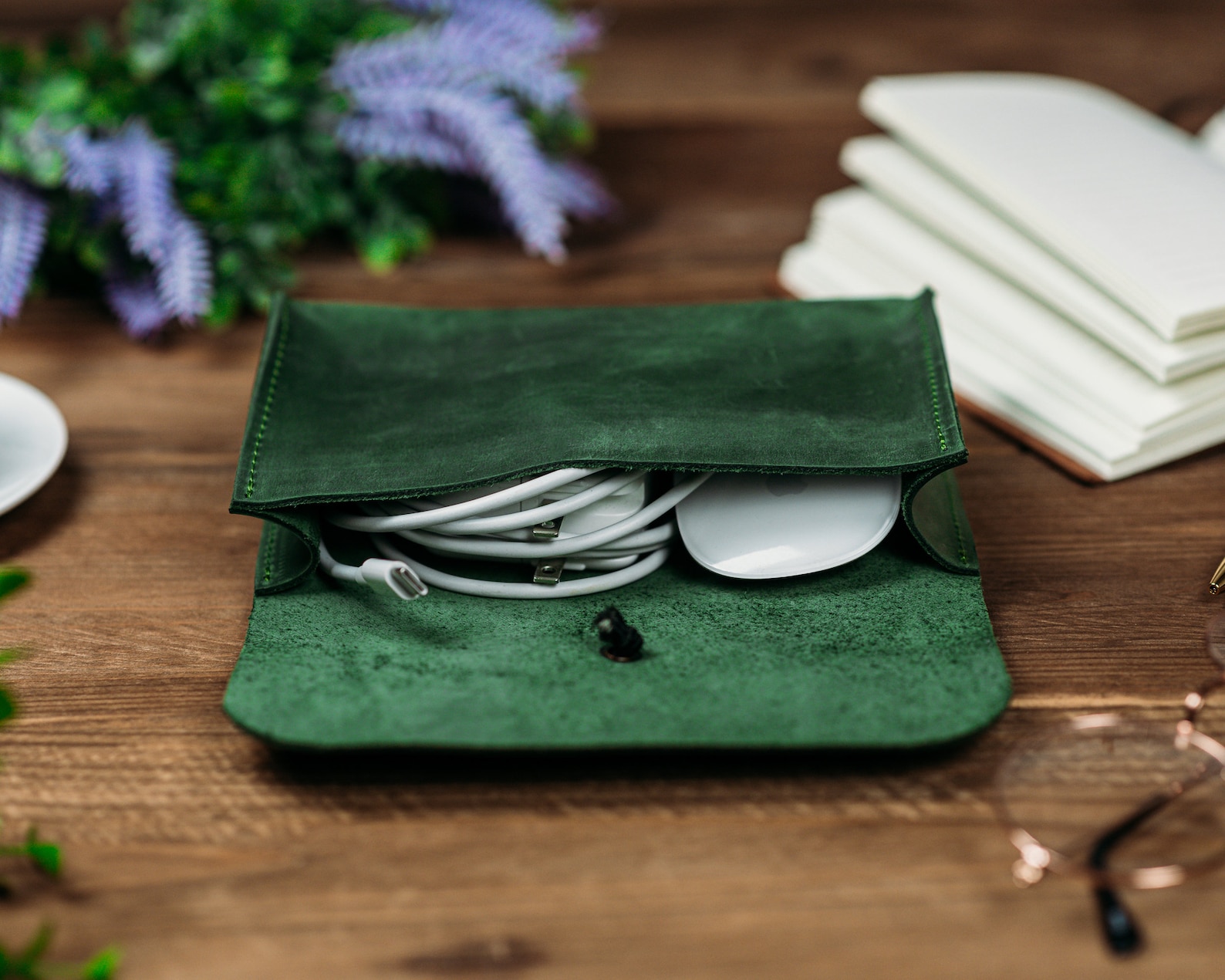 Leather Charger Bag, Cable Organize Case Holder, Customized Tech Pouch ...