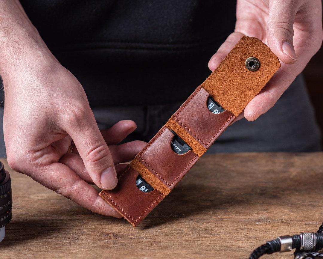 Handmade SD Card Case, Leather Sd Card Holder, SD Card Sleeve, Memory ...