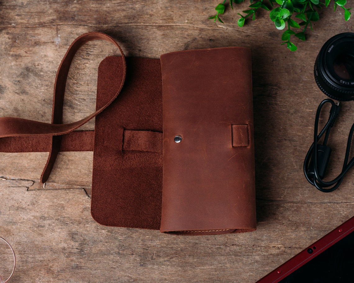 Leather Travel Cord Roll Charger Bag Cable Organize Case - Etsy