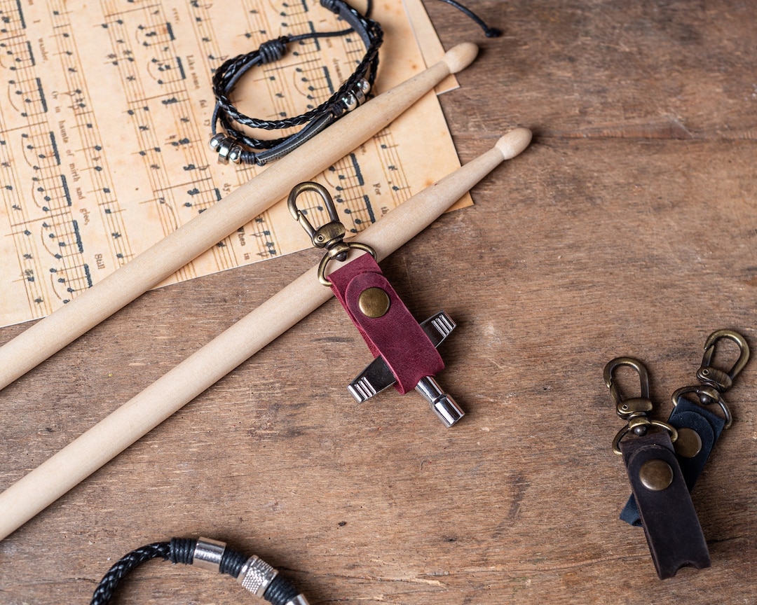 Leather Drum Key Holder, Drum Key Fob, Drum Key Holder Keychain, Gift ...