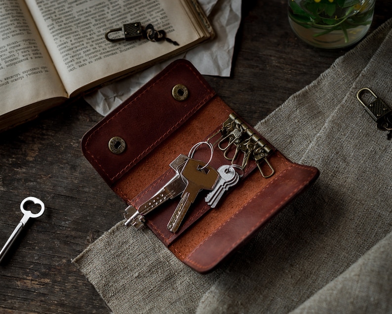 Leather Key Pocket Leather Key Holder Distressed Brown | Etsy
