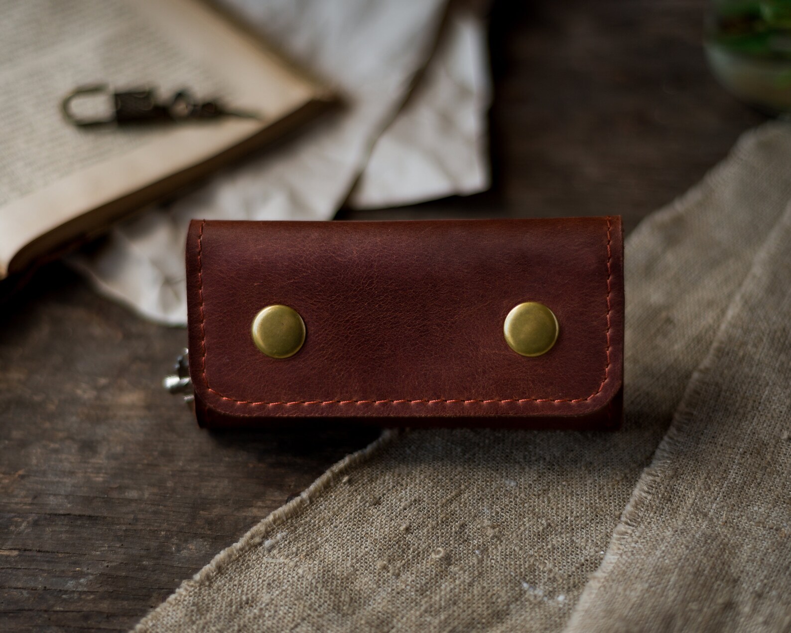 Leather Key Pocket Leather Key Holder Distressed Brown | Etsy