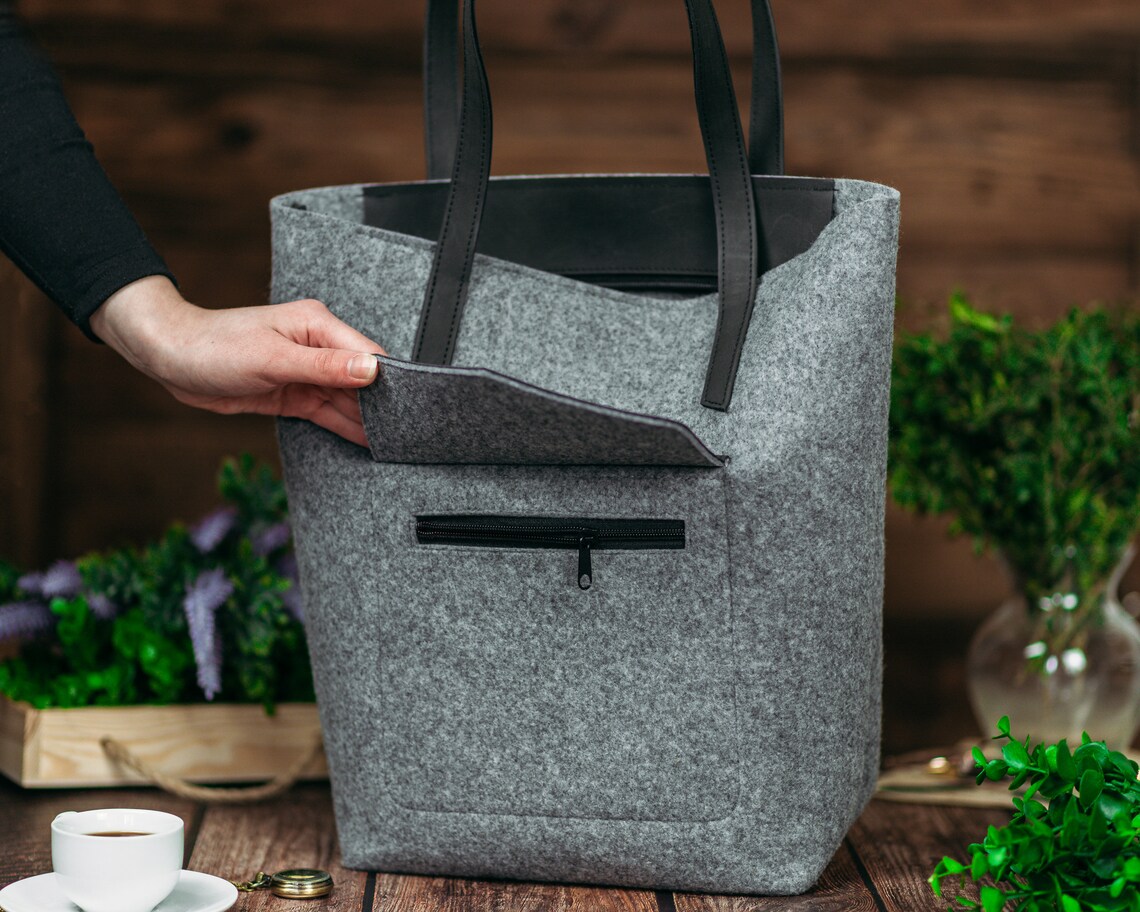 Handmade Felt Tote Bag Handmade Bag Felt Bag Felt | Etsy