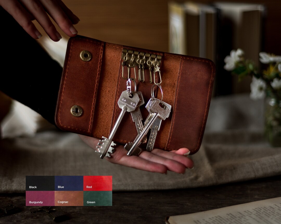 Leather Key Pocket, Leather Key Holder, Distressed Brown Leather Key ...