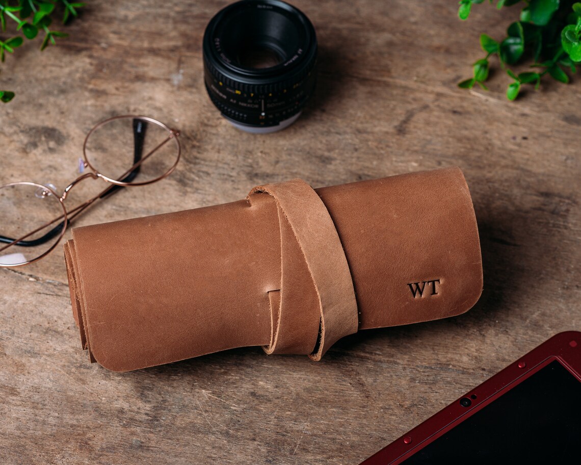 Leather Travel Cord Roll Charger Bag Cable Organize Case - Etsy