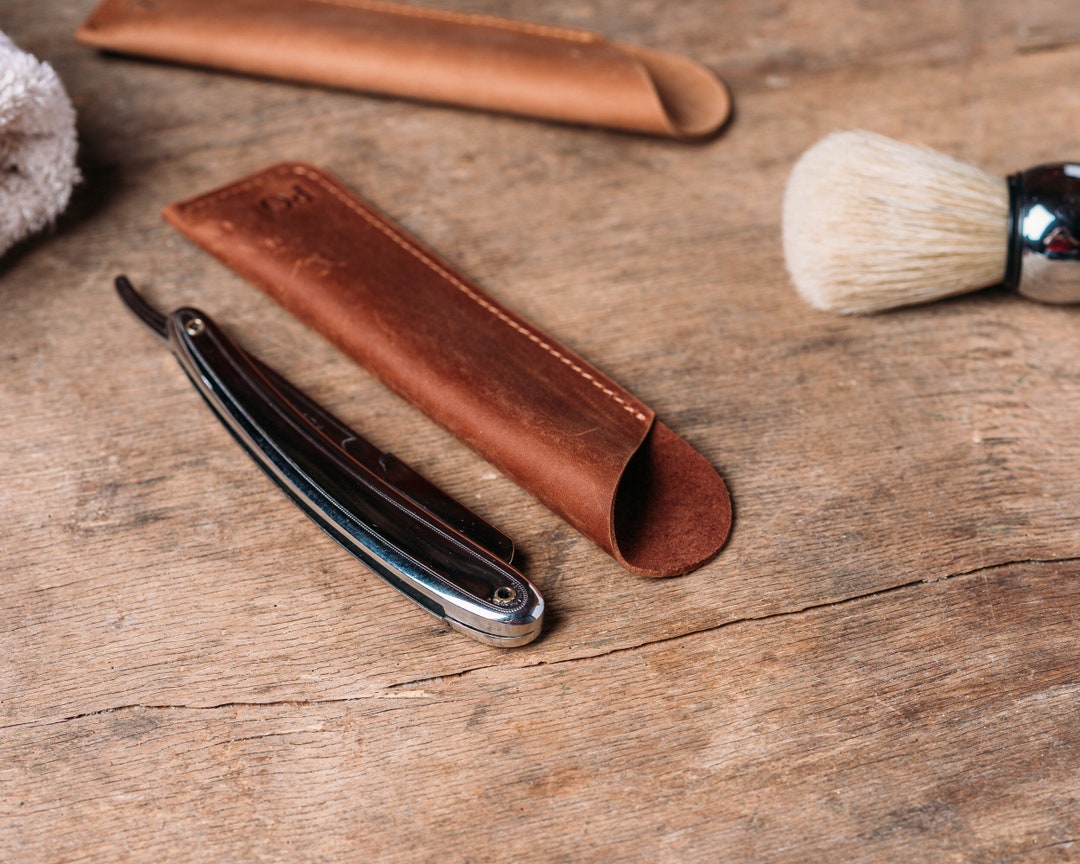 Personalized Leather Razor Case Holder, Customized Leather Razor Cover ...