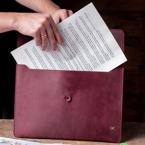 Customized Leather Portfolio Document Organizer A4 Document Holder ...
