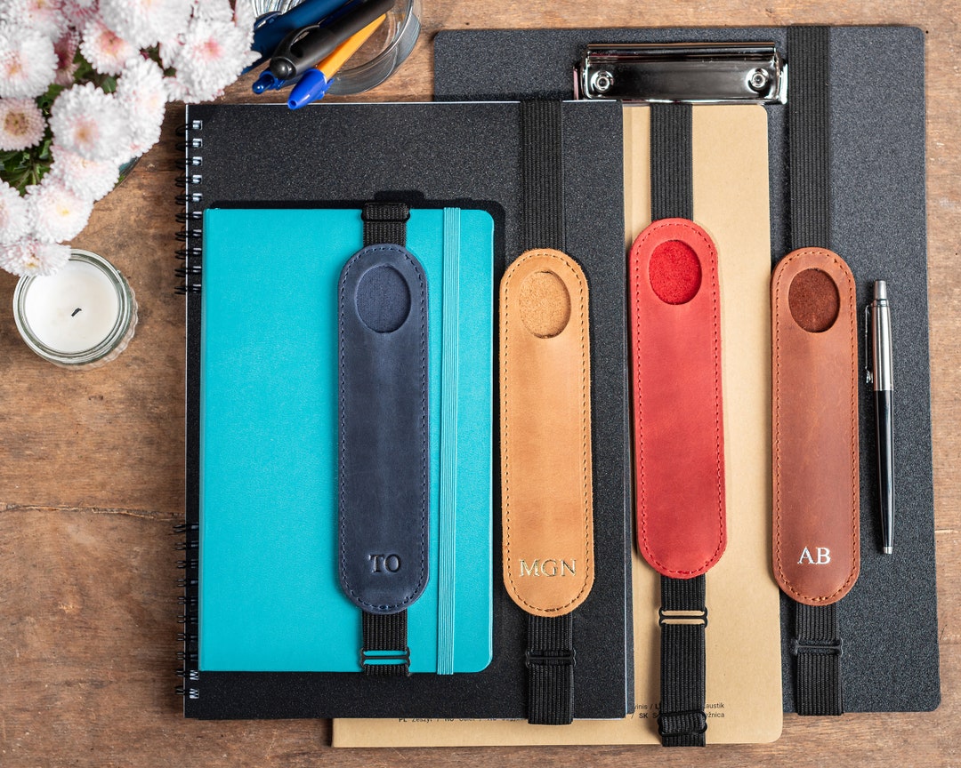 Personalized Pen Holder, Adjustable Leather Band Pen Sleeve Holder for ...