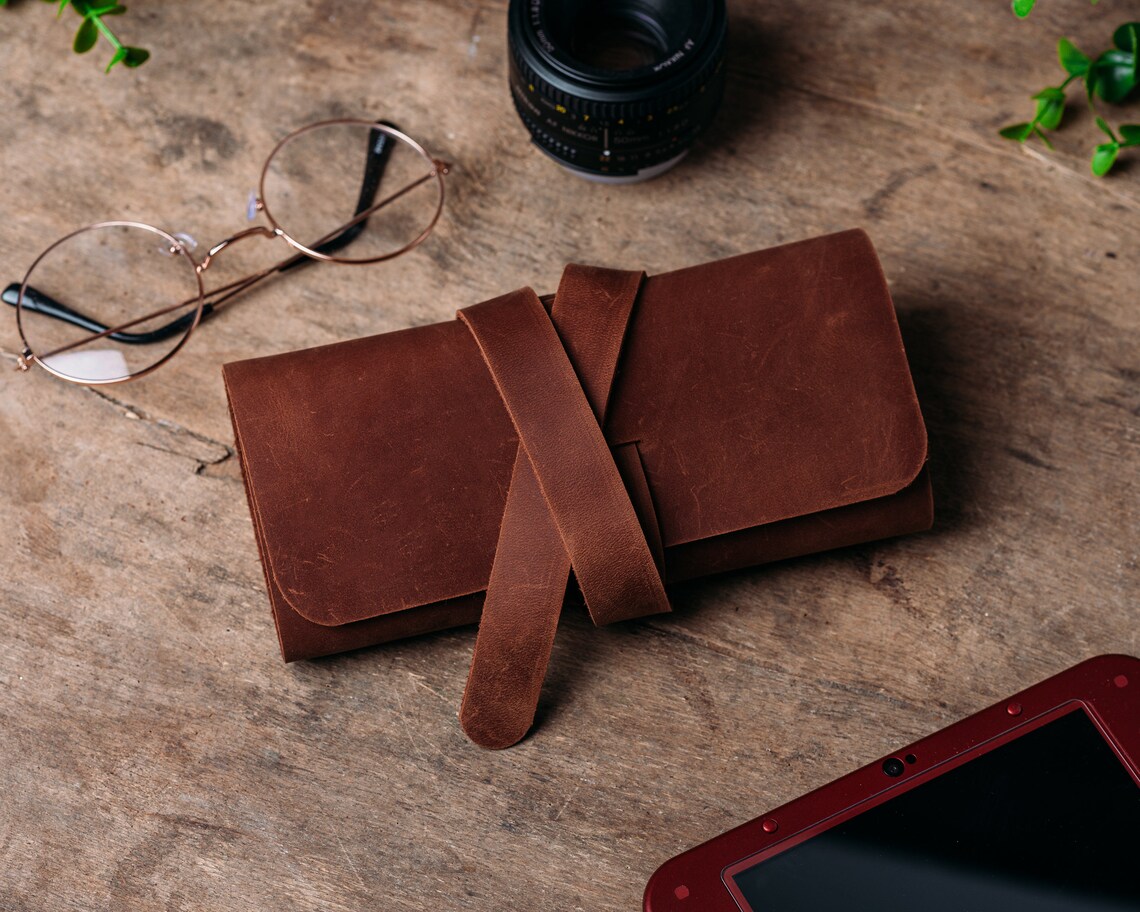 Leather Travel Cord Roll Charger Bag Cable Organize Case - Etsy