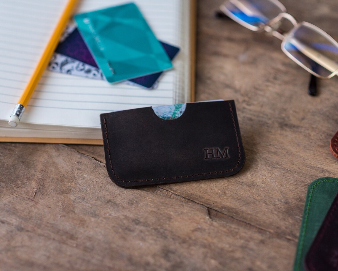 Minimalist Card Holder Handmade Slim Leather Wallet Minimalist Wallet ...